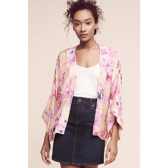 Anthropologie | Tops | Anthropologie Erfurt Sefrina Sheer Yellow Pink ...
